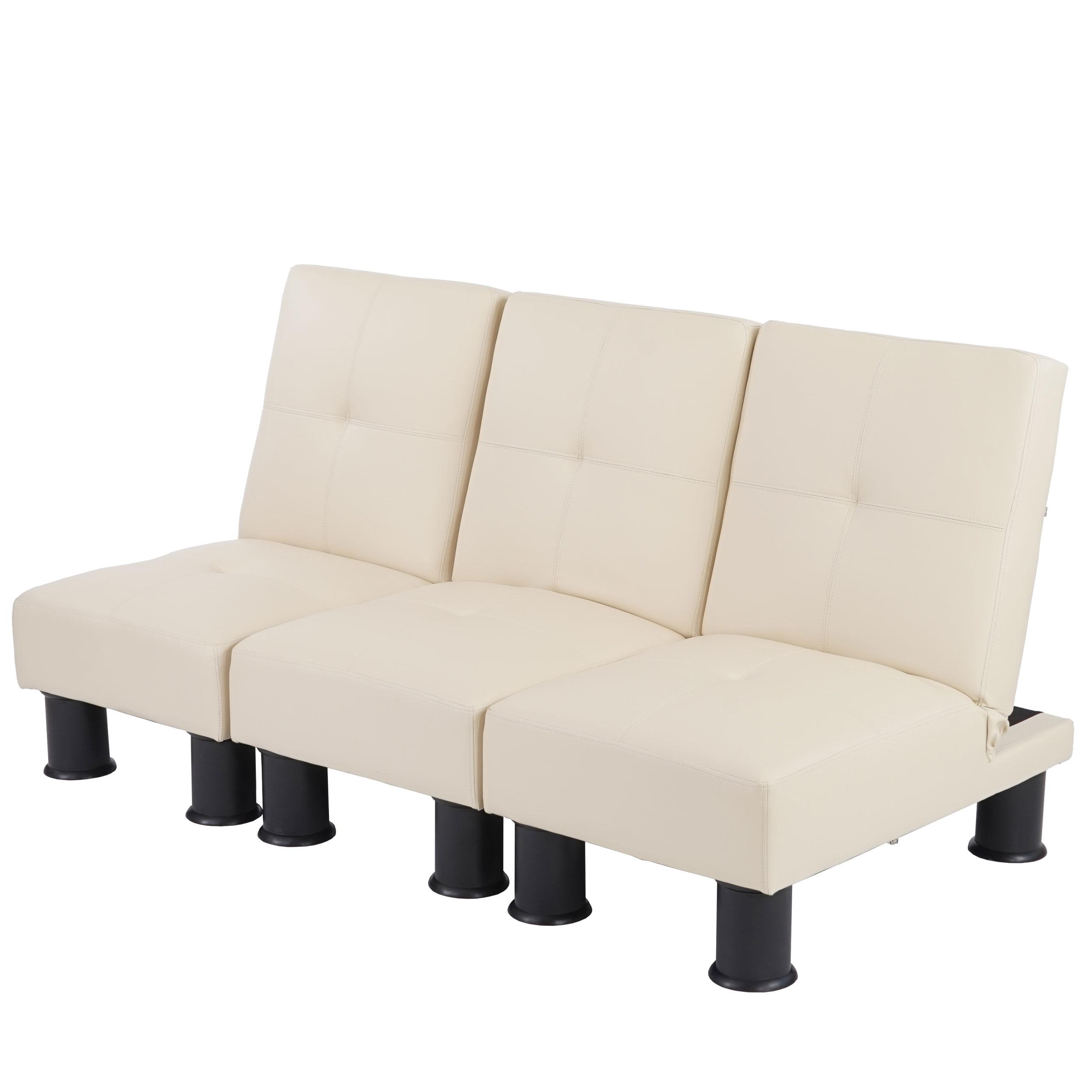 Divano componibile a 3 moduli CARLO, comodo e versatile, in pelle crema ...